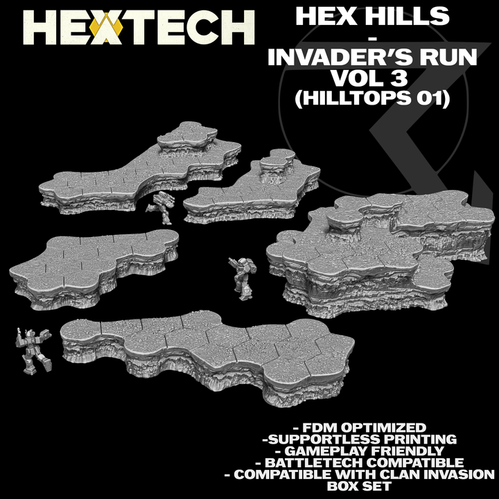 3D Printable HEXTECH - Hex Hills - Clan Invasion Box (Battletech Compatible) by Thunderhead Studio